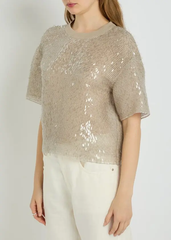 Brunello Cucinelli Embellished Silk Blouse