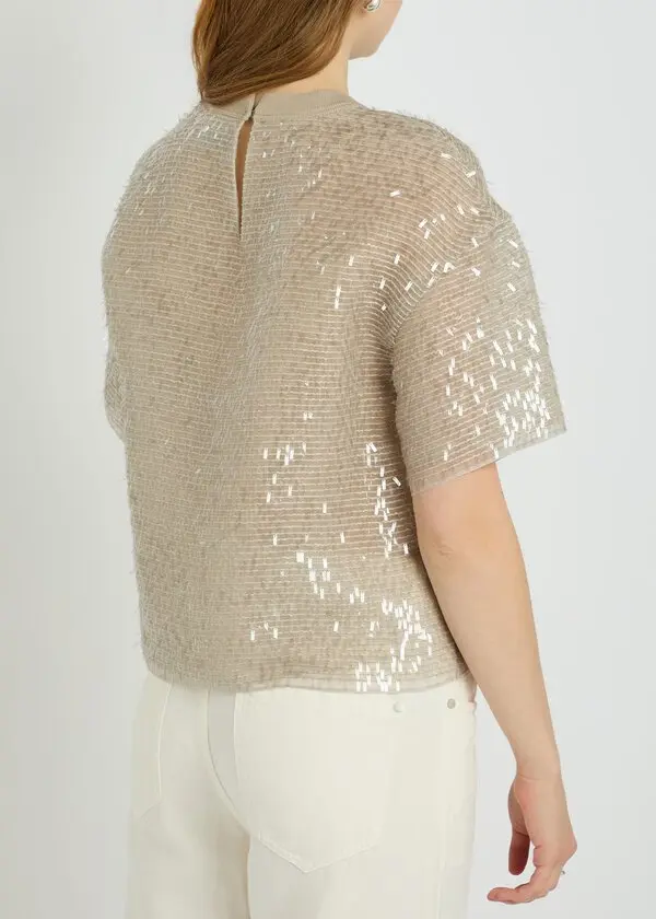 Brunello Cucinelli Embellished Silk Blouse