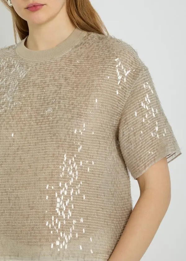 Brunello Cucinelli Embellished Silk Blouse