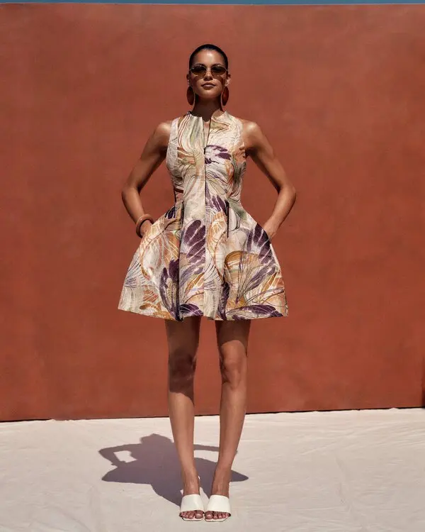 ANDREA IYAMAH Venti Vibra Jacquard Pleated Mini Dress
