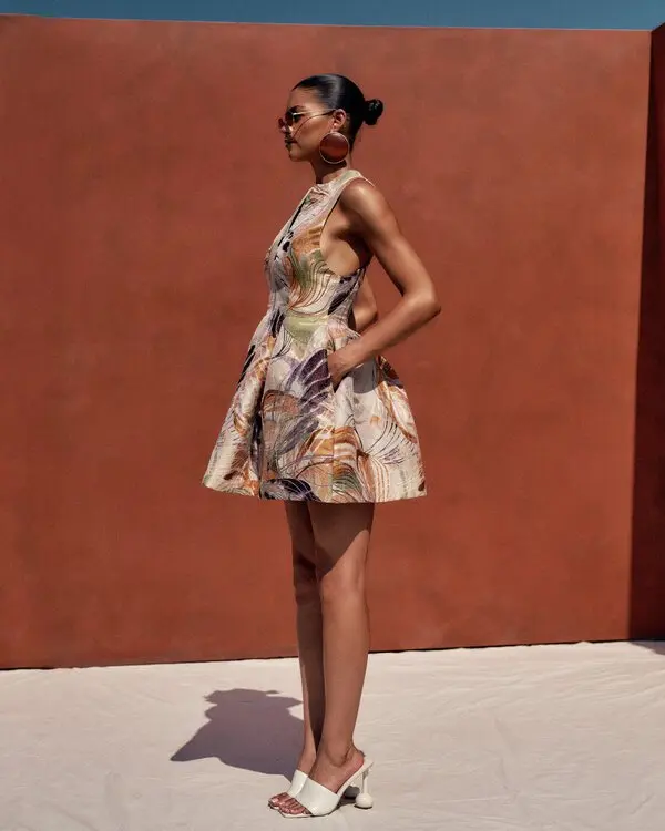 ANDREA IYAMAH Venti Vibra Jacquard Pleated Mini Dress