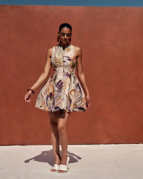 ANDREA IYAMAH Venti Vibra Jacquard Pleated Mini Dress