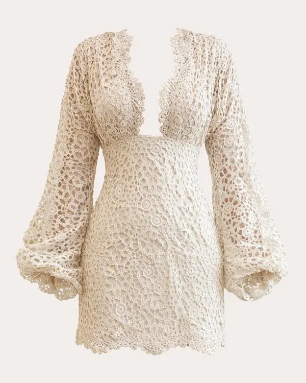 ANDREA IYAMAH Crocheted Lace Corset Mini Dress - White