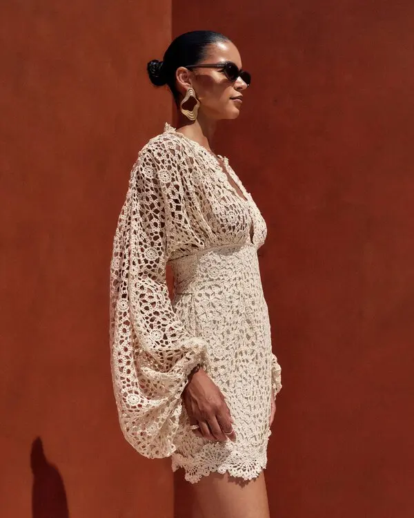 ANDREA IYAMAH Crocheted Lace Corset Mini Dress