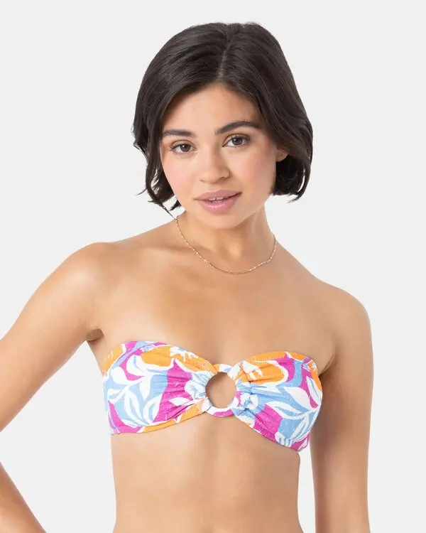 Roxy Topanga Canyon Ring Bandeau Bikini Top - Pastel Floral Multi
