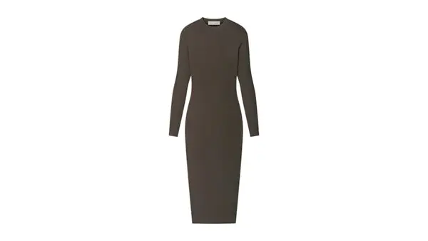 Fear Of God Essentials Rib Knit Fitted Long Sleeve Dress - Brown