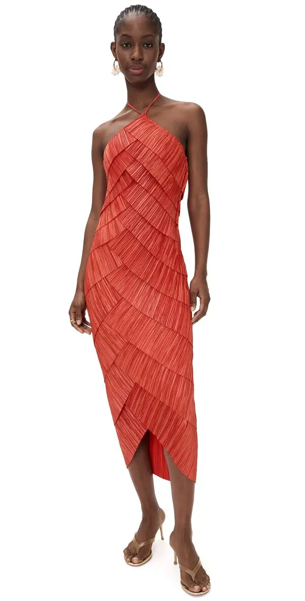 Cult Gaia Patrizia Pleated Midi Dress - Canyon