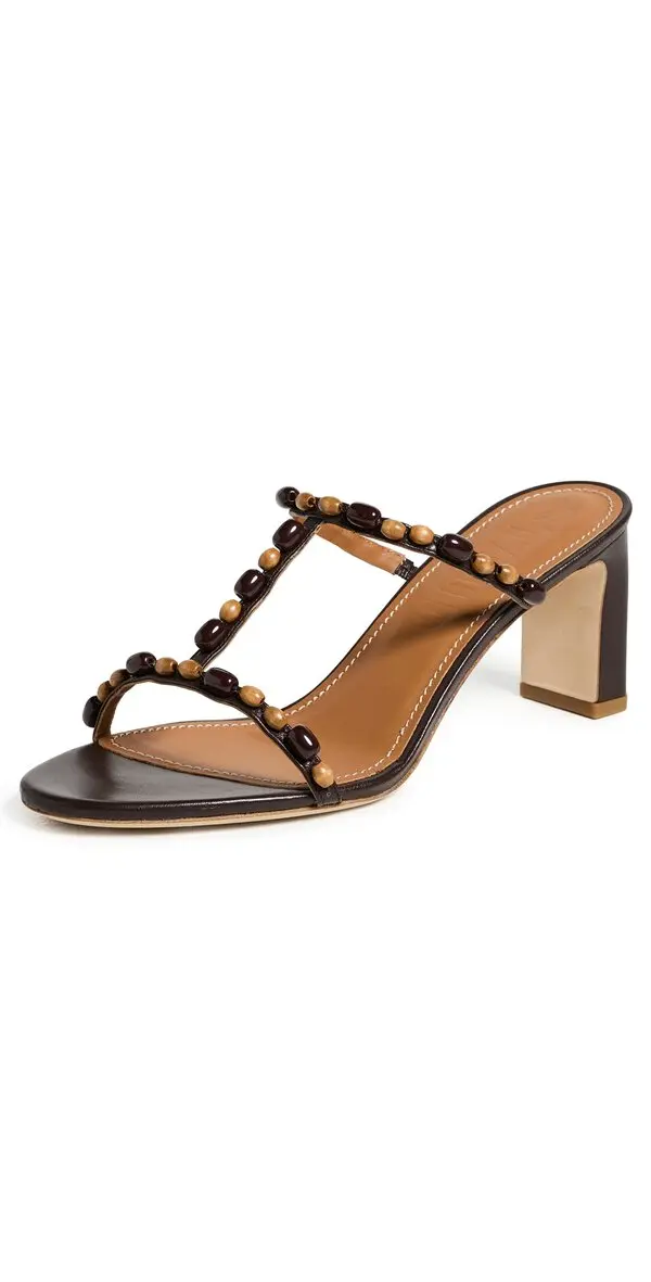 Staud Talita Heel Sandals - Wood Beads