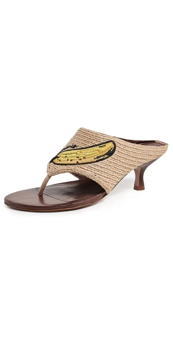 Farm Rio Raffia Icons Kitten Heels - Walnut Banana