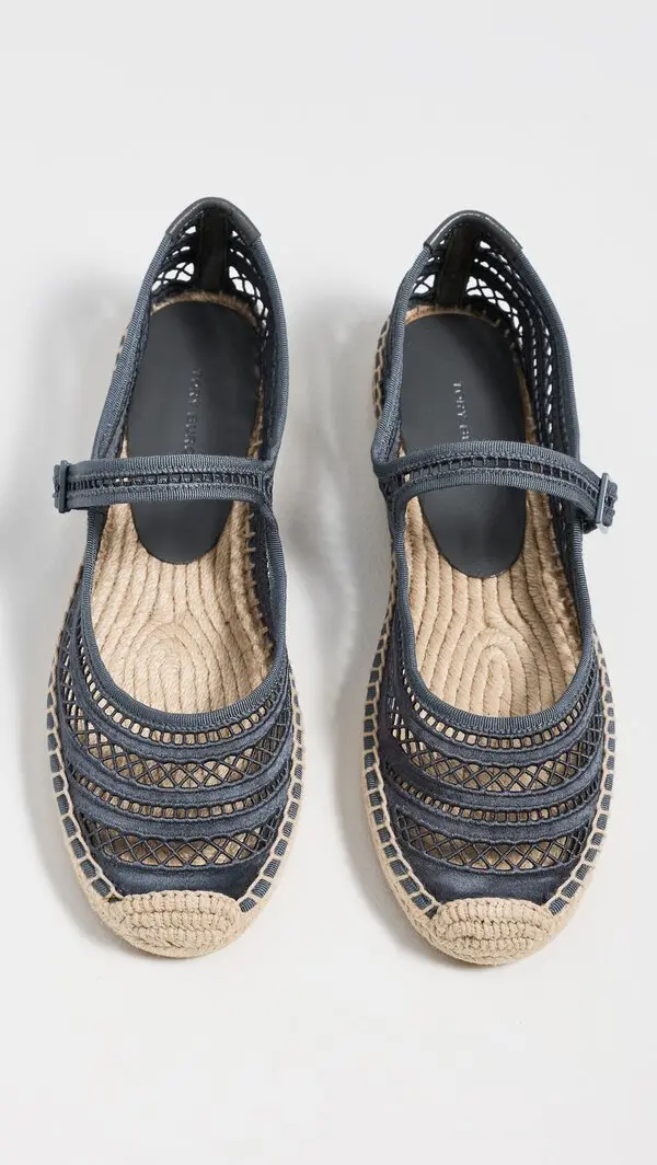 Tory Burch Open Weave Mary Jane Espadrilles - Bluestone