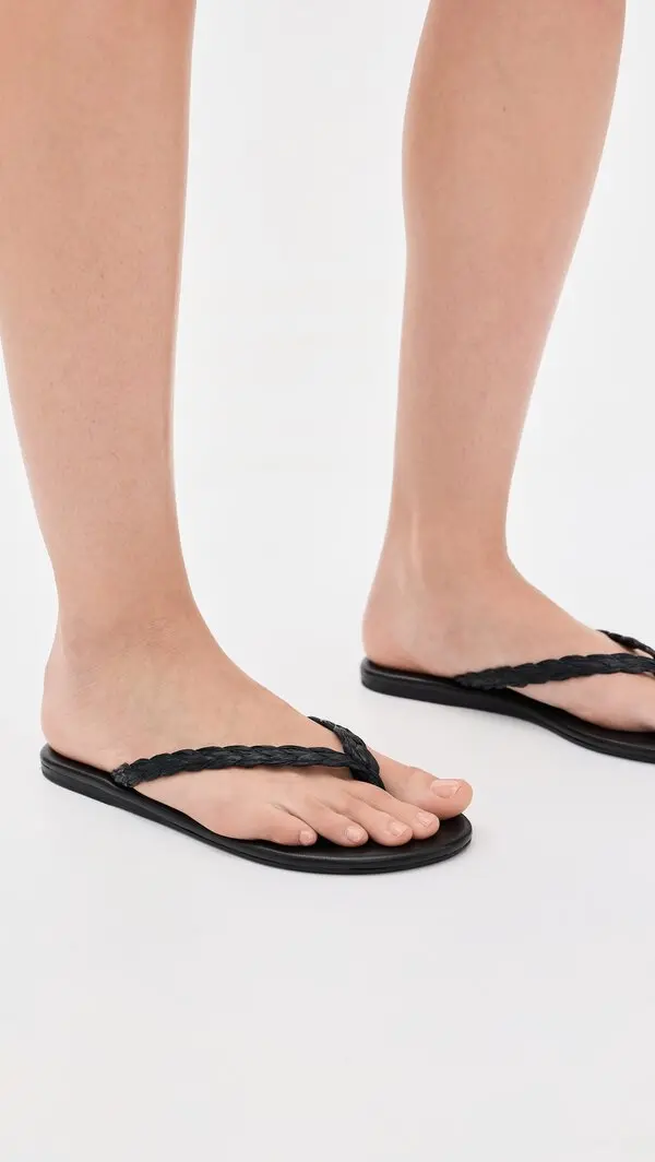 ANCIENT GREEK SANDALS Saionara Raffia Flip Flop - Black