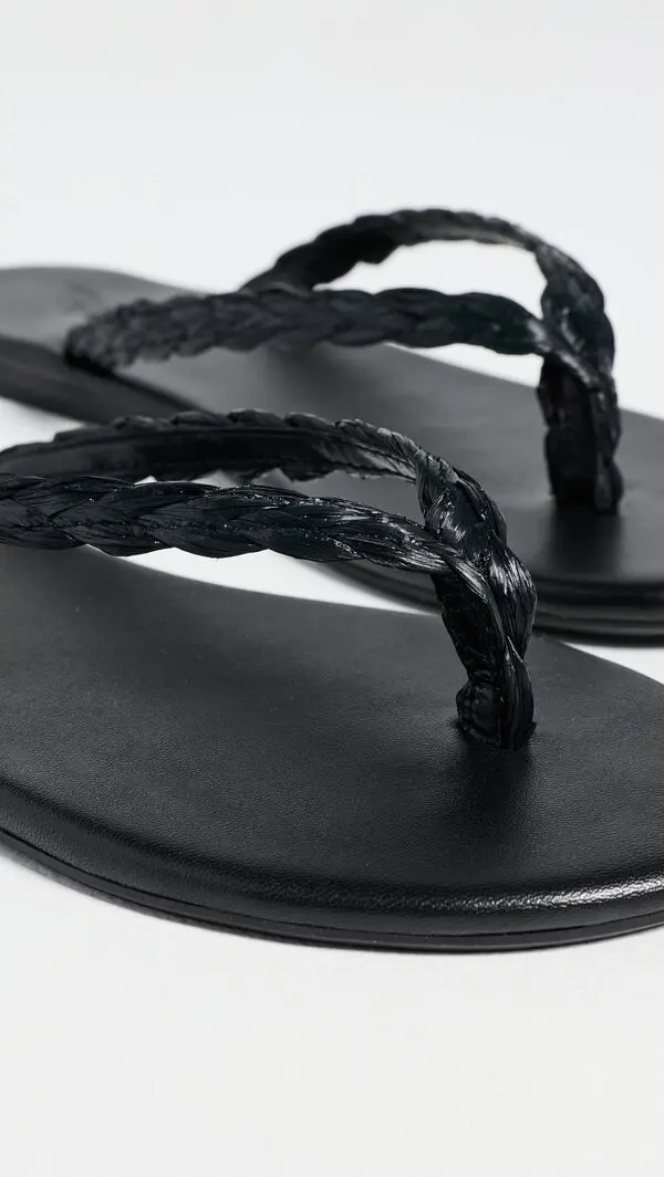 ANCIENT GREEK SANDALS Saionara Raffia Flip Flop - Black