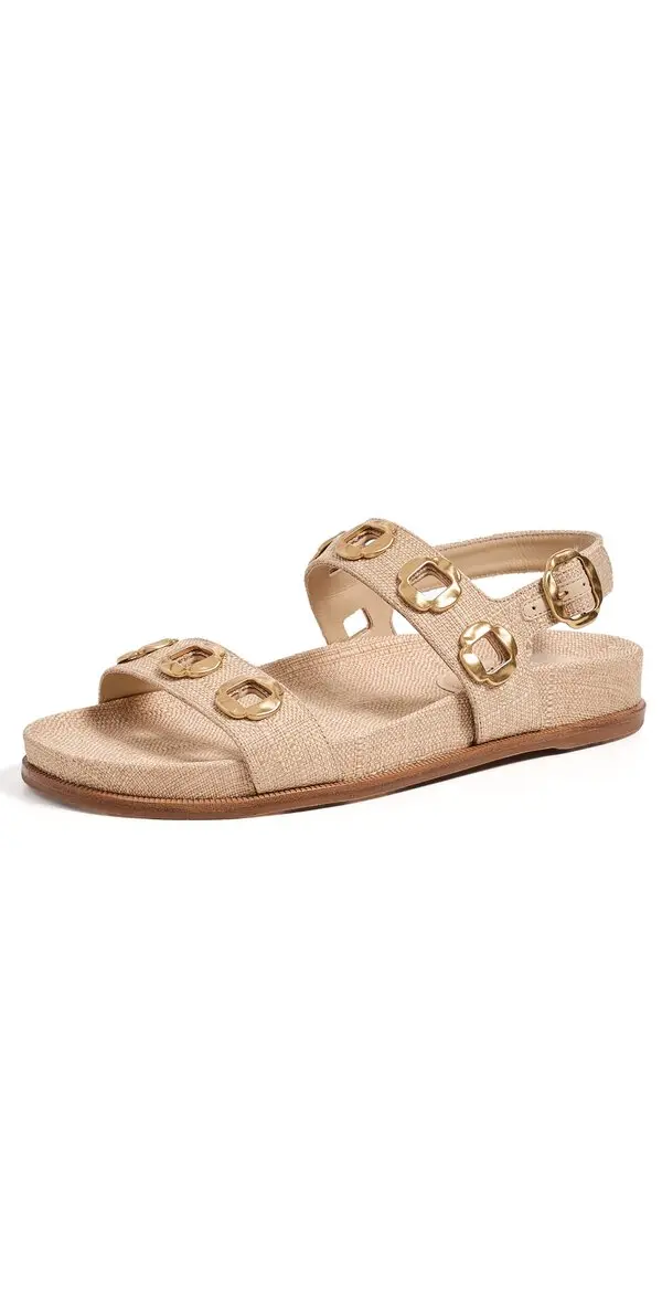 Larroude Milan Sport Sandals - Beige Raffia