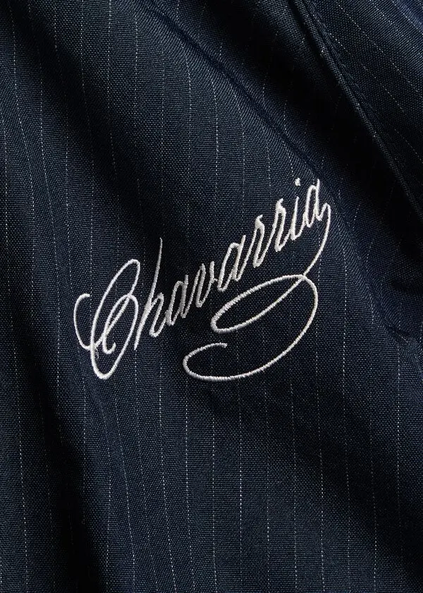 WILLY CHAVARRIA Ruff Rider Pinstriped Woven Track Jacket - Navy