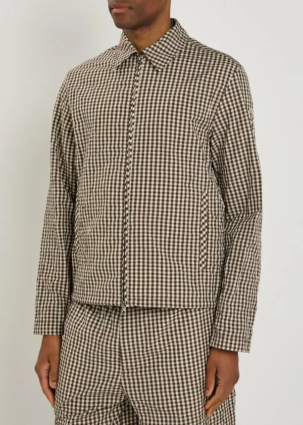 Moncler Gingham Crinkled Cotton-blend Jacket