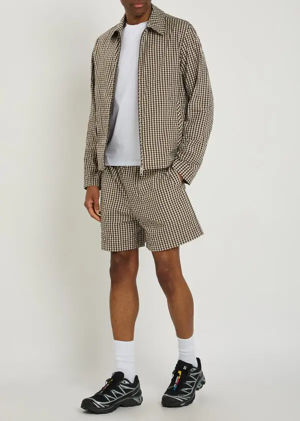 Moncler Gingham Crinkled Cotton-blend Jacket