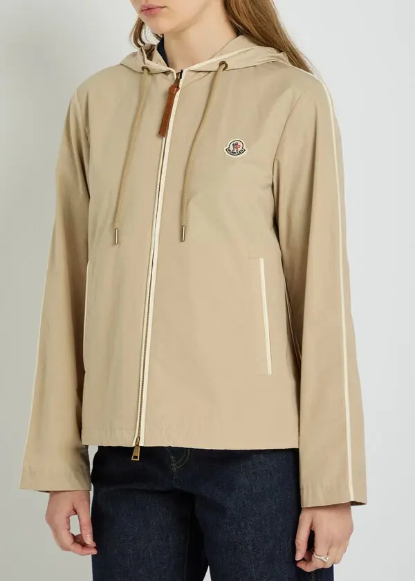 Moncler Sarracenia Hooded Shell Jacket - Beige