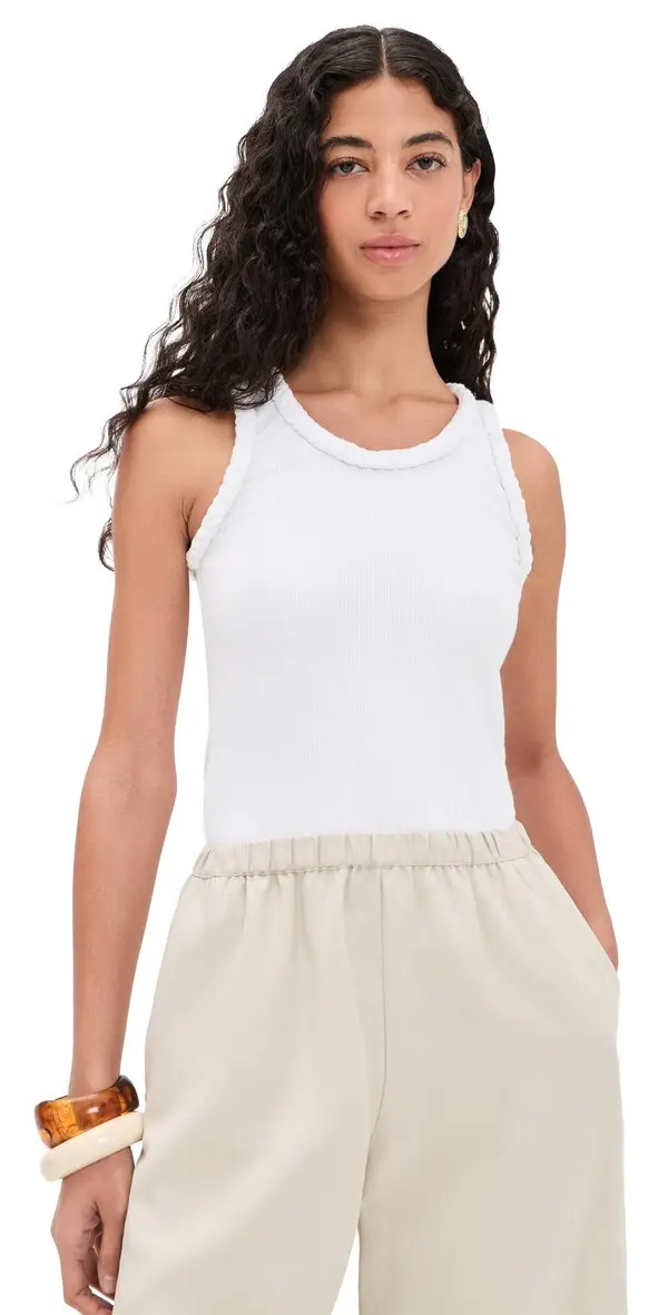 Cinq À Sept Braided Trim Tank Top - White/white