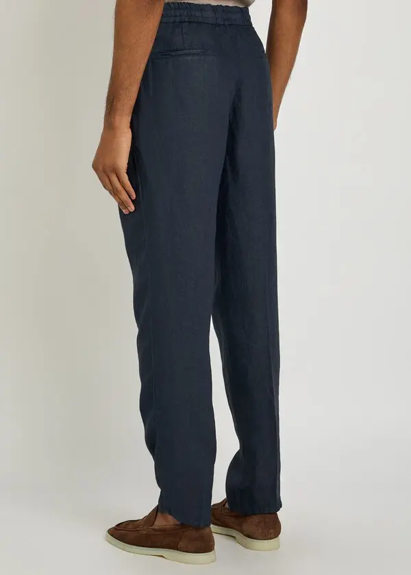 Brunello Cucinelli Tapered-leg Linen Trousers - Blue