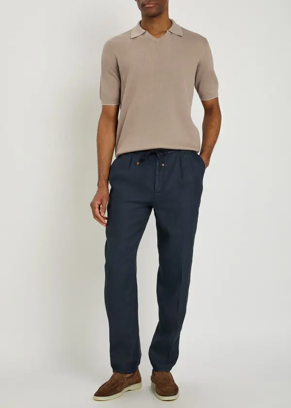 Brunello Cucinelli Tapered-leg Linen Trousers - Blue