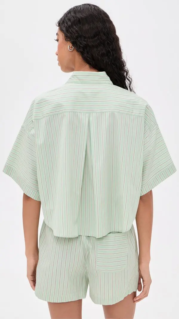Rag & Bone Marin Short Sleeve Stripe Shirt - Grnst