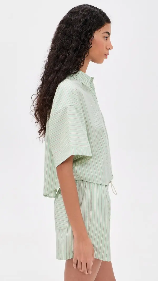 Rag & Bone Marin Short Sleeve Stripe Shirt - Grnst