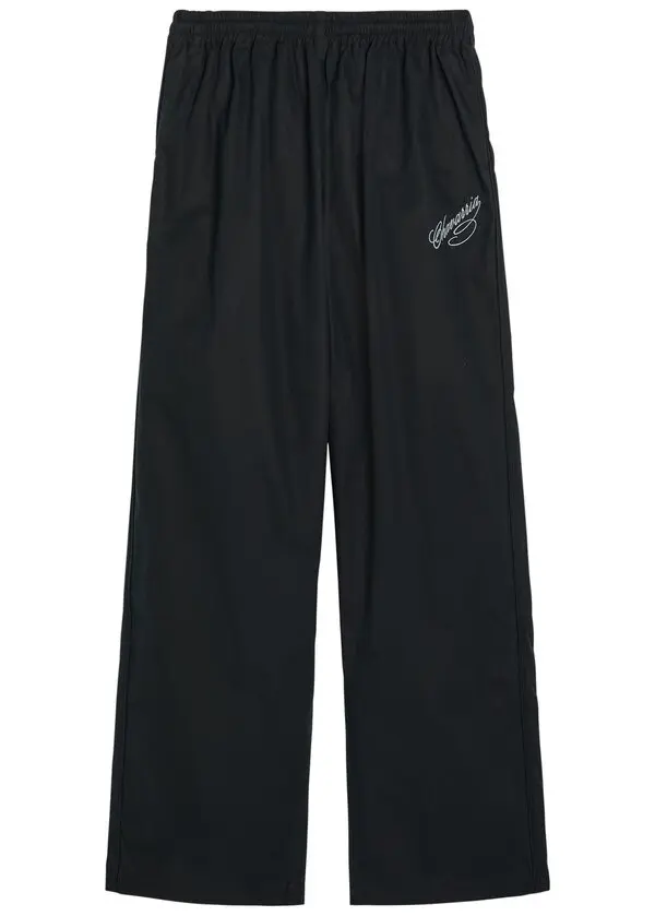 WILLY CHAVARRIA Logo-embroidered Cotton Trousers - Black