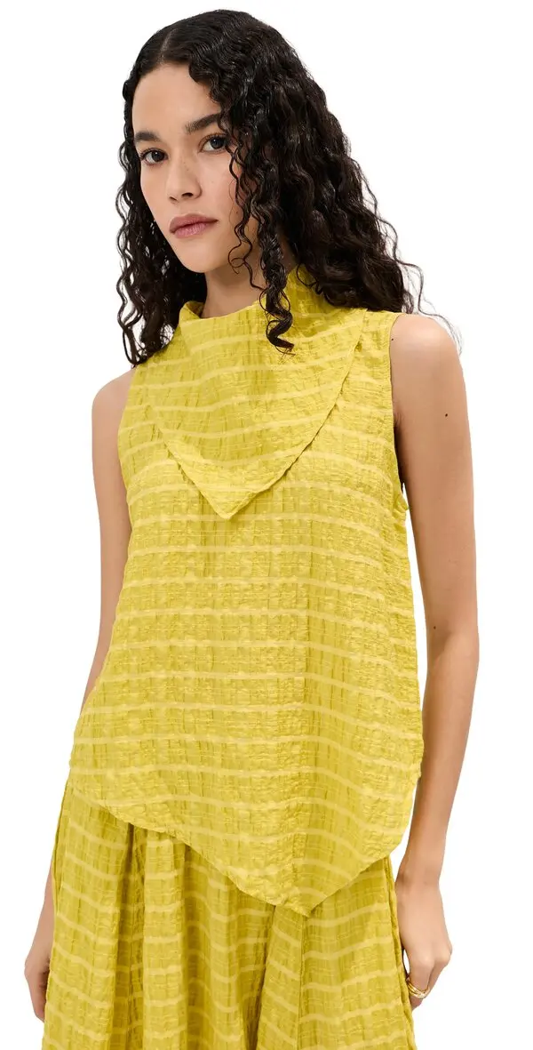 LE BOP Riley Checked Blouse - Chartreuse