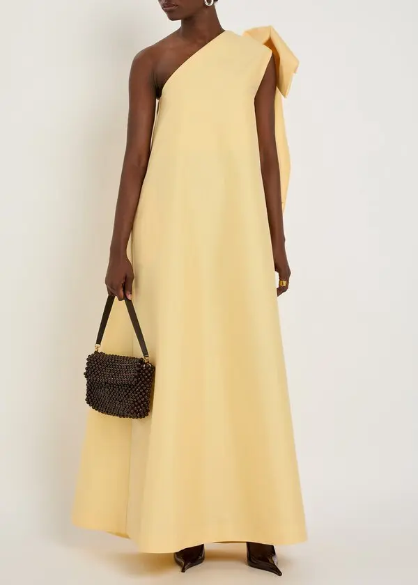 Bernadette Winnette Bow-appliquéd Taffeta Gown - Yellow