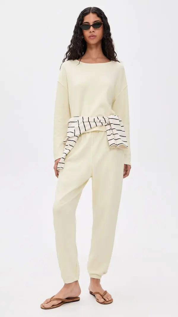 PERFECTWHITETEE Johnny French Terry Easy Sweatpants - Custard
