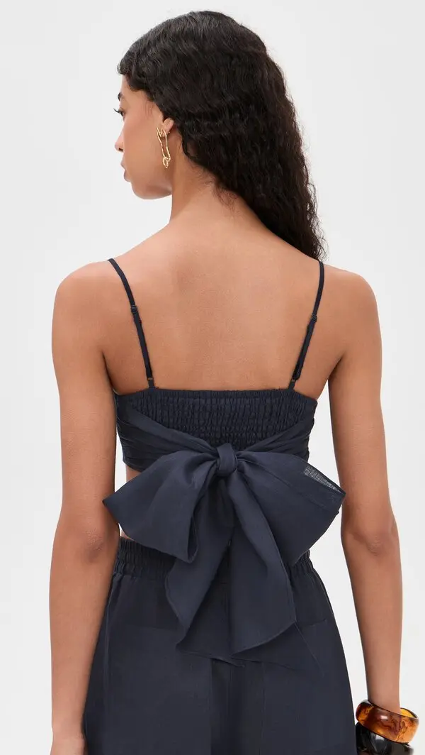 Susana Monaco Solid Linen Tie Back Top