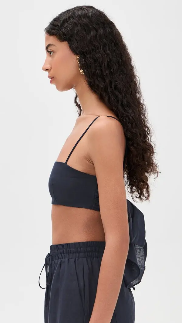 Susana Monaco Solid Linen Tie Back Top