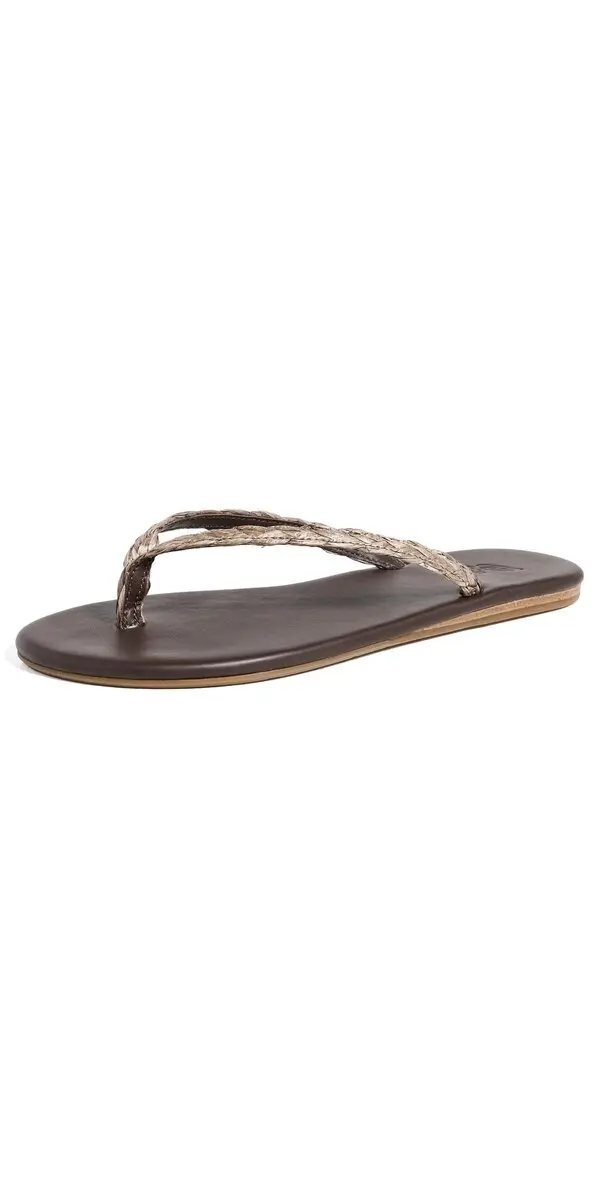 ANCIENT GREEK SANDALS Saionara Raffia Flip Flops - Brown