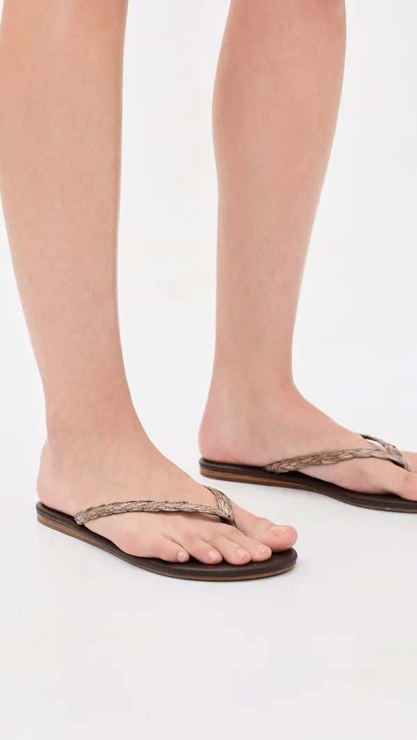 ANCIENT GREEK SANDALS Saionara Raffia Flip Flops - Brown