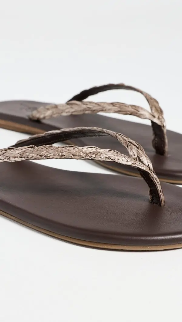ANCIENT GREEK SANDALS Saionara Raffia Flip Flops - Brown