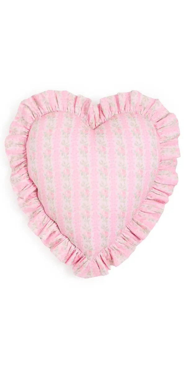 LoveShackFancy Forever In Love Heart Pillow - Strawberry Macaroon