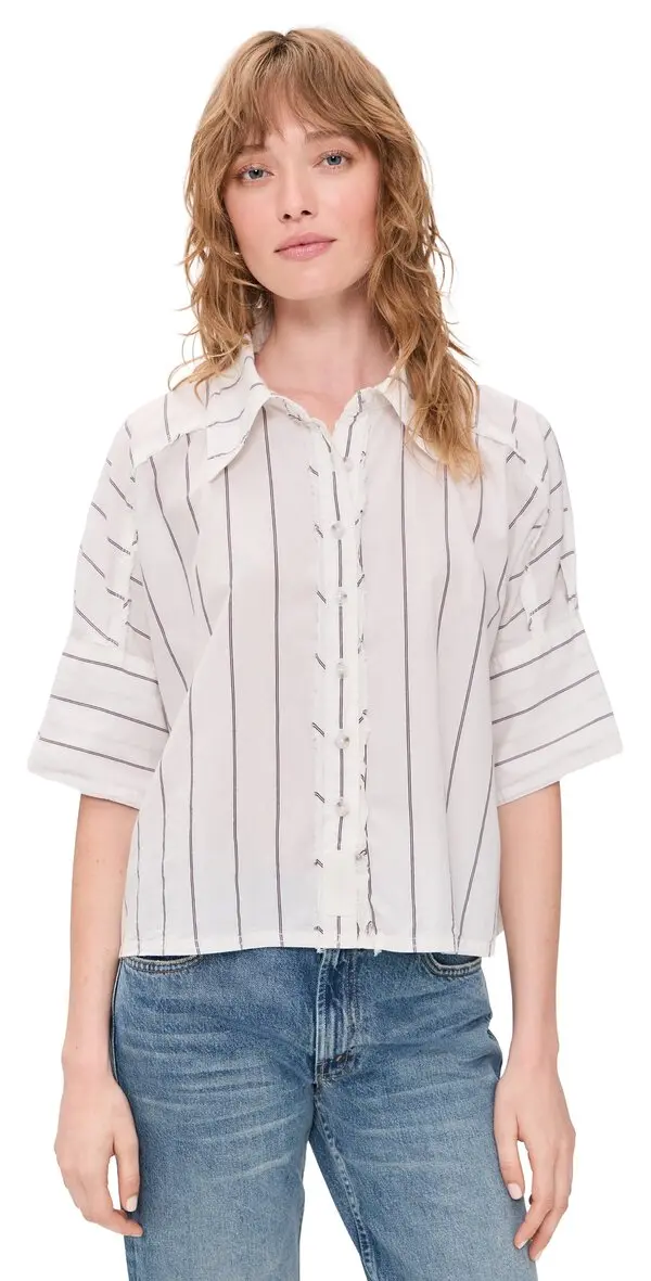 Free People Seaside Stripe Button-down Shirt - Ivory Combo