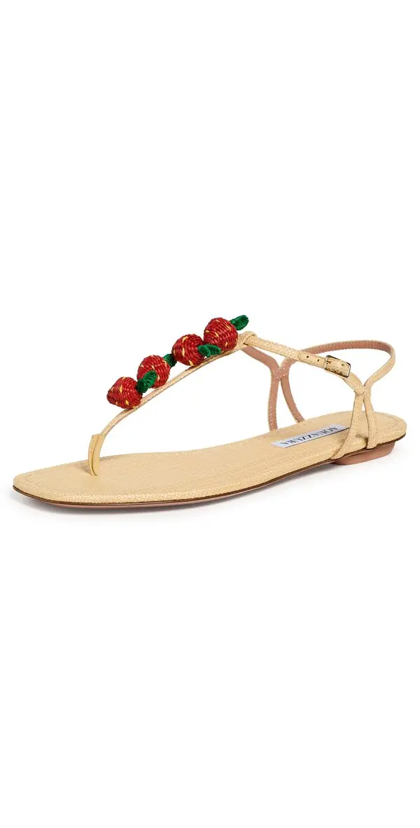 AQUAZZURA Fragolina Sugar Sandals - Natural