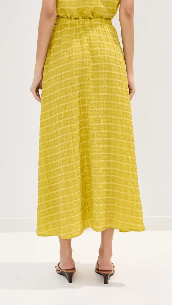 LE BOP Checked Seersucker Skirt - Chartreuse