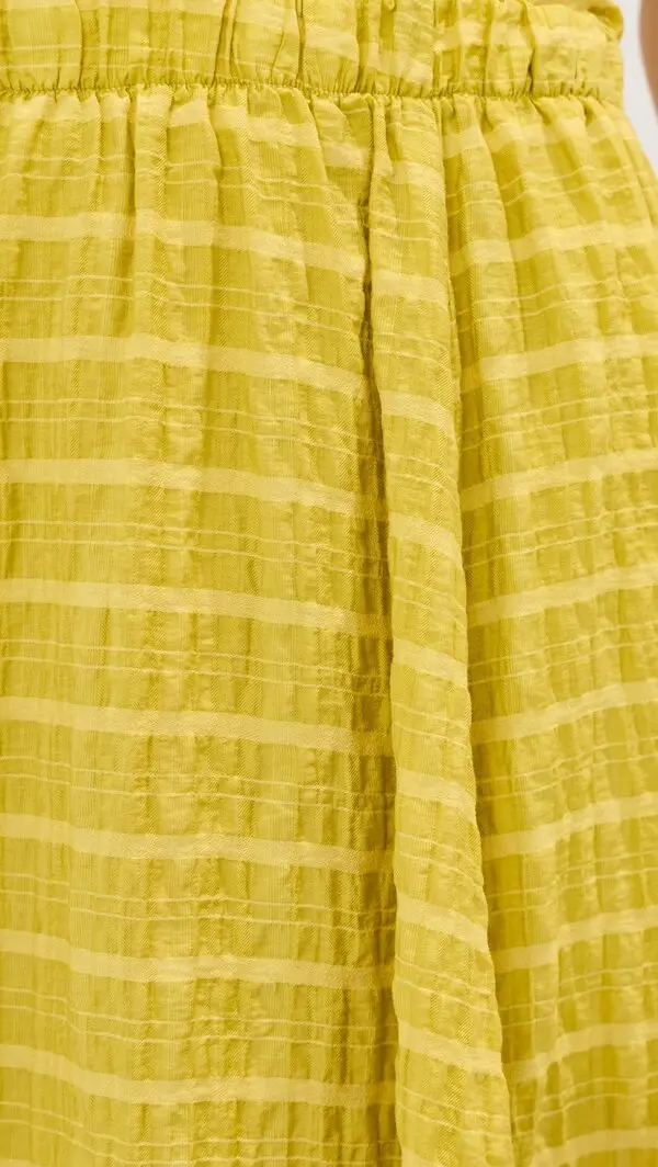 LE BOP Checked Seersucker Skirt - Chartreuse