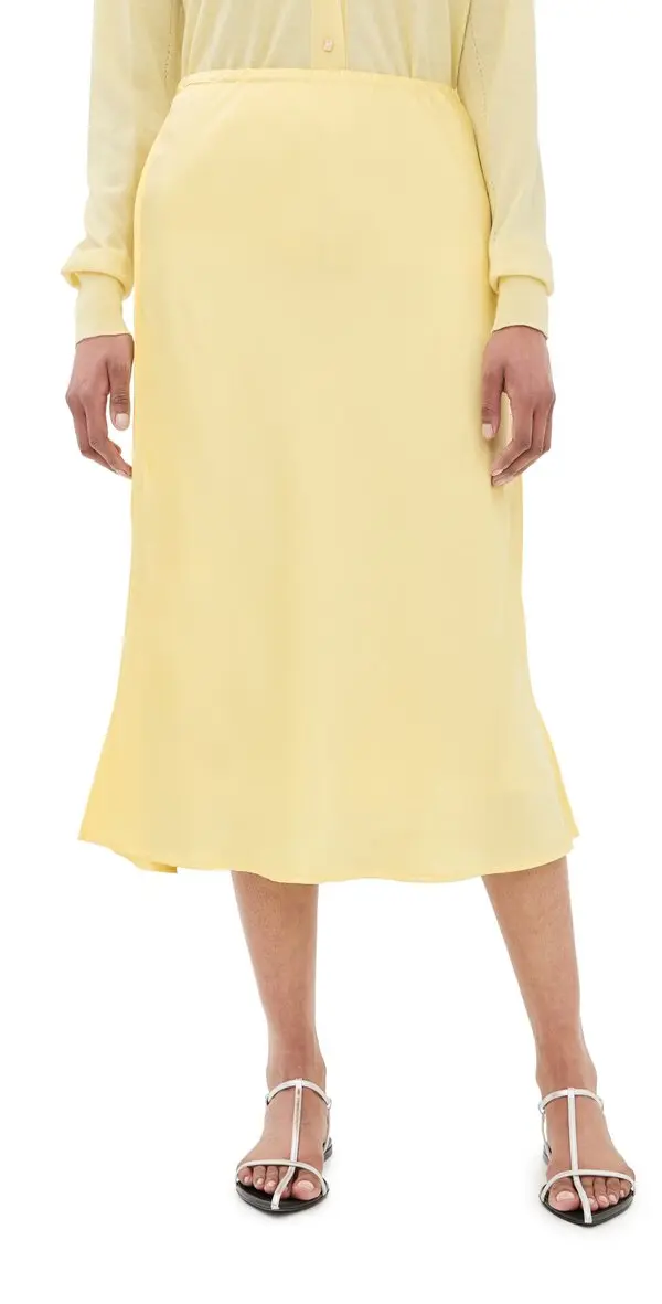 JIL SANDER Satin Midi Skirt - Pastel Yellow