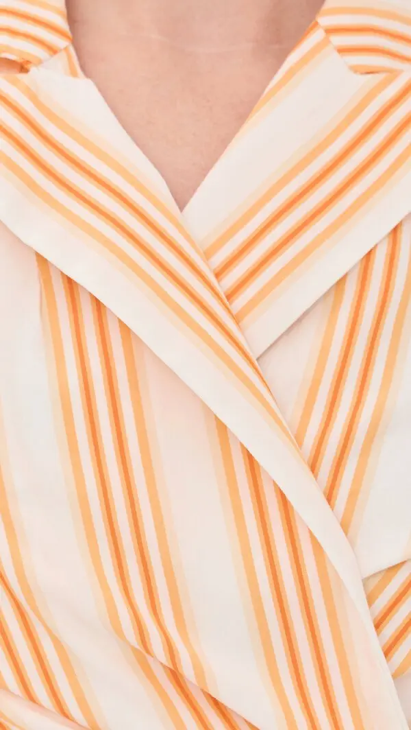 Rosie Assoulin Striped Cotton Halter Top With Wrap Detail - Orange Multi