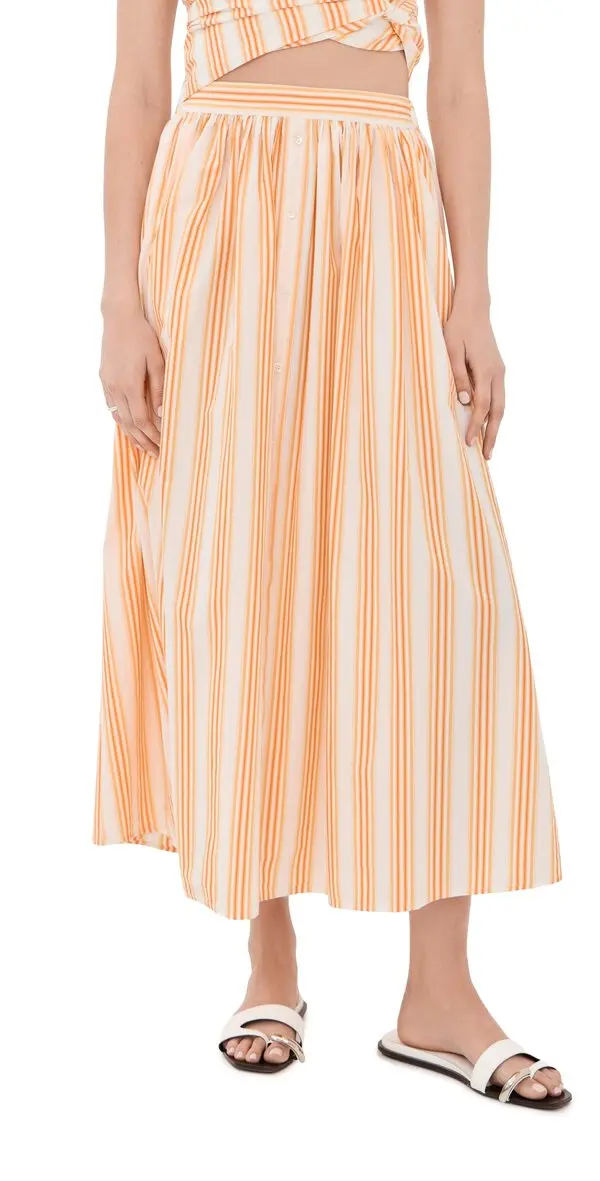 Rosie Assoulin Striped Poplin Skirt - Creamsicle