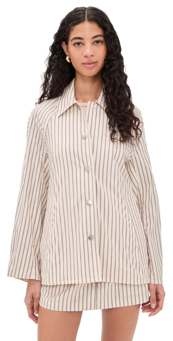 Rag & Bone Gayle Striped Cropped Trench - Red Stripe