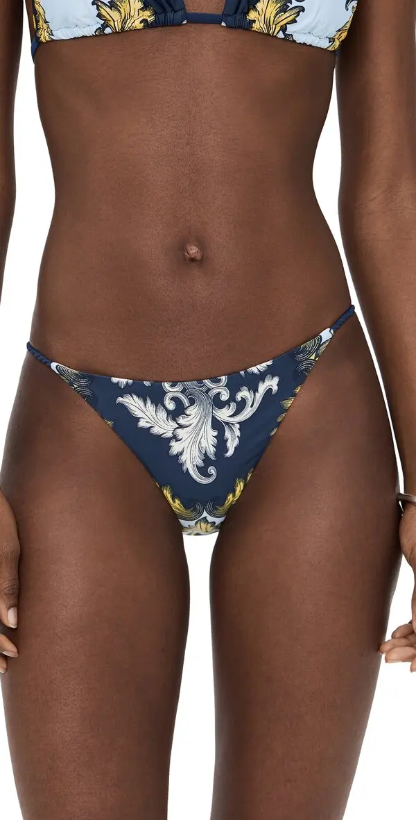 PQ SWIM Alice + Olivia Rope Trim Bikini Bottoms - Antique Scroll