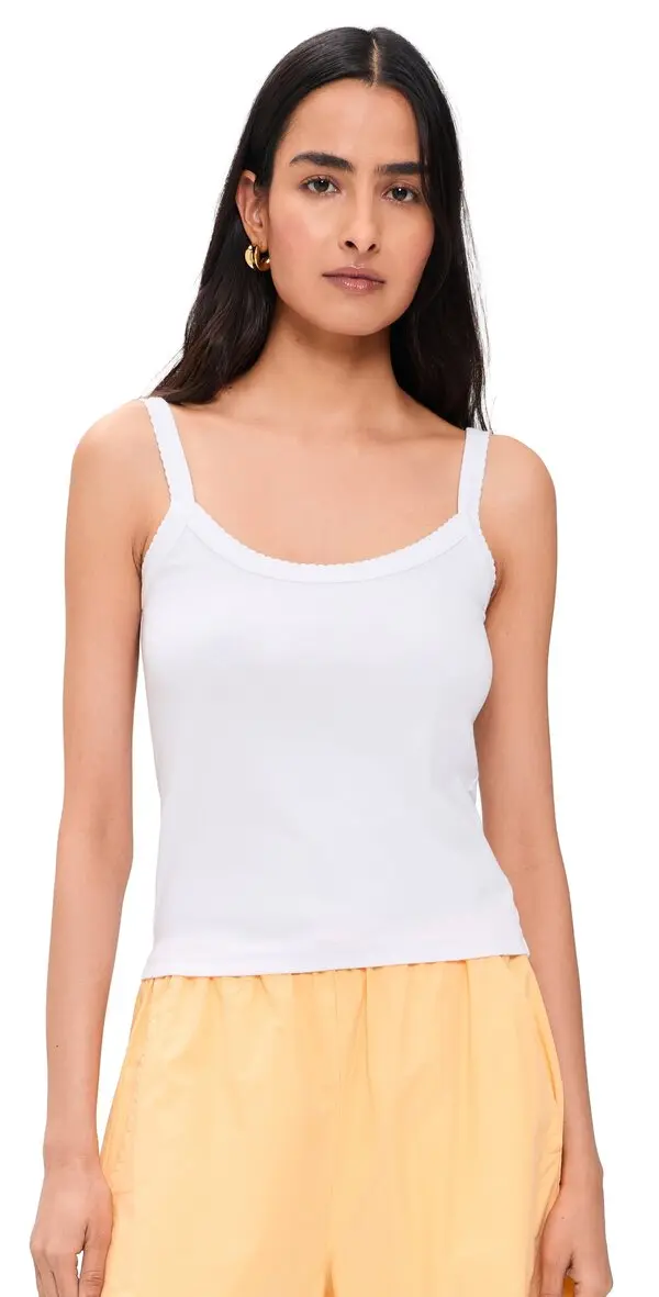 Donni. Baby Rib Scallop Tank - Powder