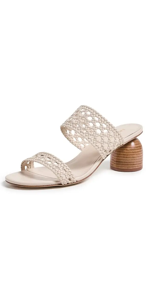 Larroude Dew Drop Macrame Sandals - Ivory Leather