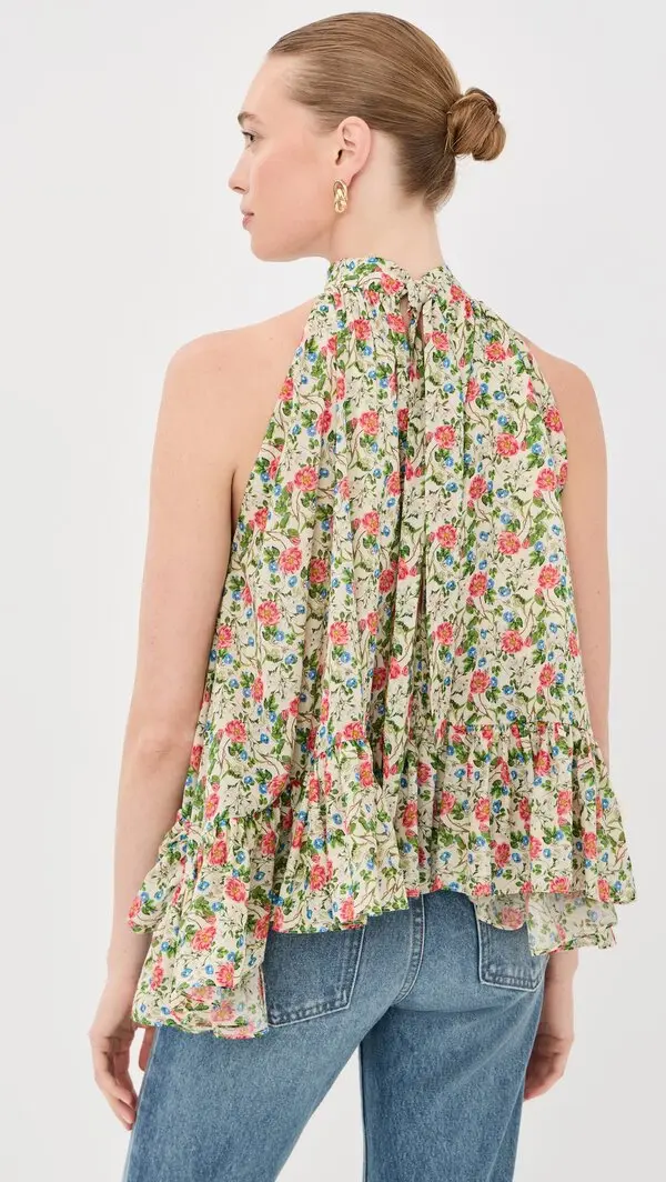 Azeeza Plath Cotton Voile Top With Ruffled High-low Hem - Florette
