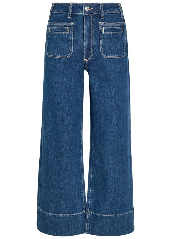 Paige Vanessa Patch Pocket Wide-leg Stretch Denim Jeans