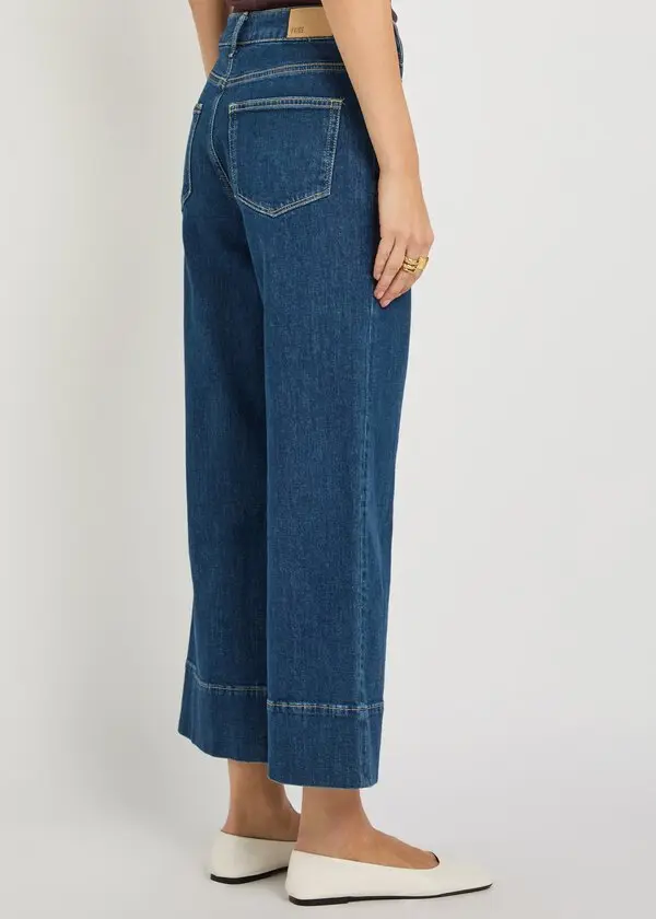 Paige Vanessa Patch Pocket Wide-leg Stretch Denim Jeans